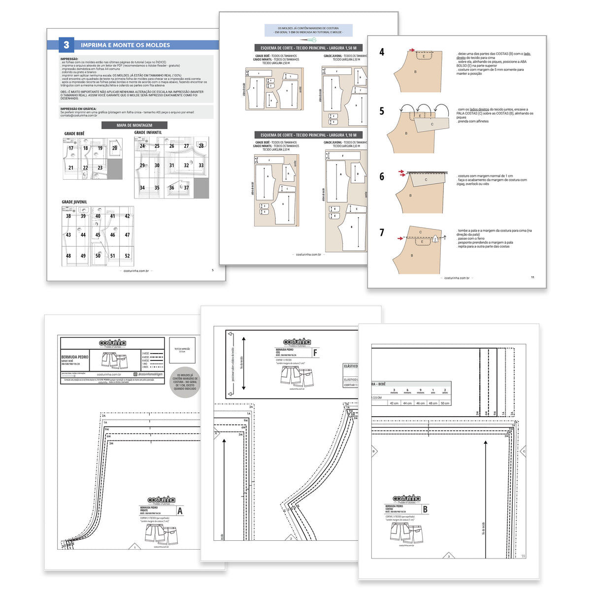 Bermuda PEDRO - moldes e tutorial – Costurinha